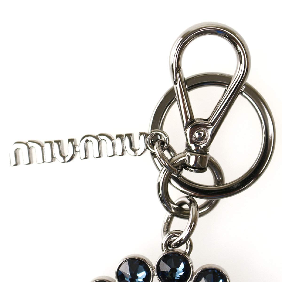 Prada Miu Miu Trick Oval Crystal Dark Blue Plex Charm Key Chain 5TM092