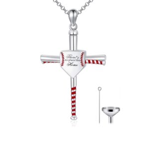 mistbee urn necklace baseball cross sports pendant sterling silver baseball bat cross necklace