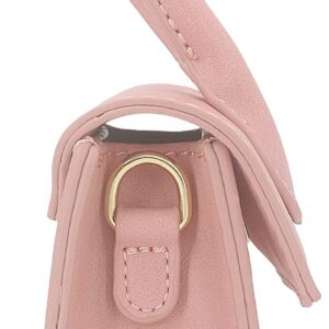 Nodeber Mini Crossbody Bag for Women Girls Synthetic Leather Flap Purse Styling Top-Handle Clutch Handbag Pink