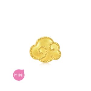 CHOW SANG SANG 999 24K Solid Gold Lucky Ruyi Cloud Mini Charm Blessing Bracelet for Women 92439C (Gold, 17 CM)