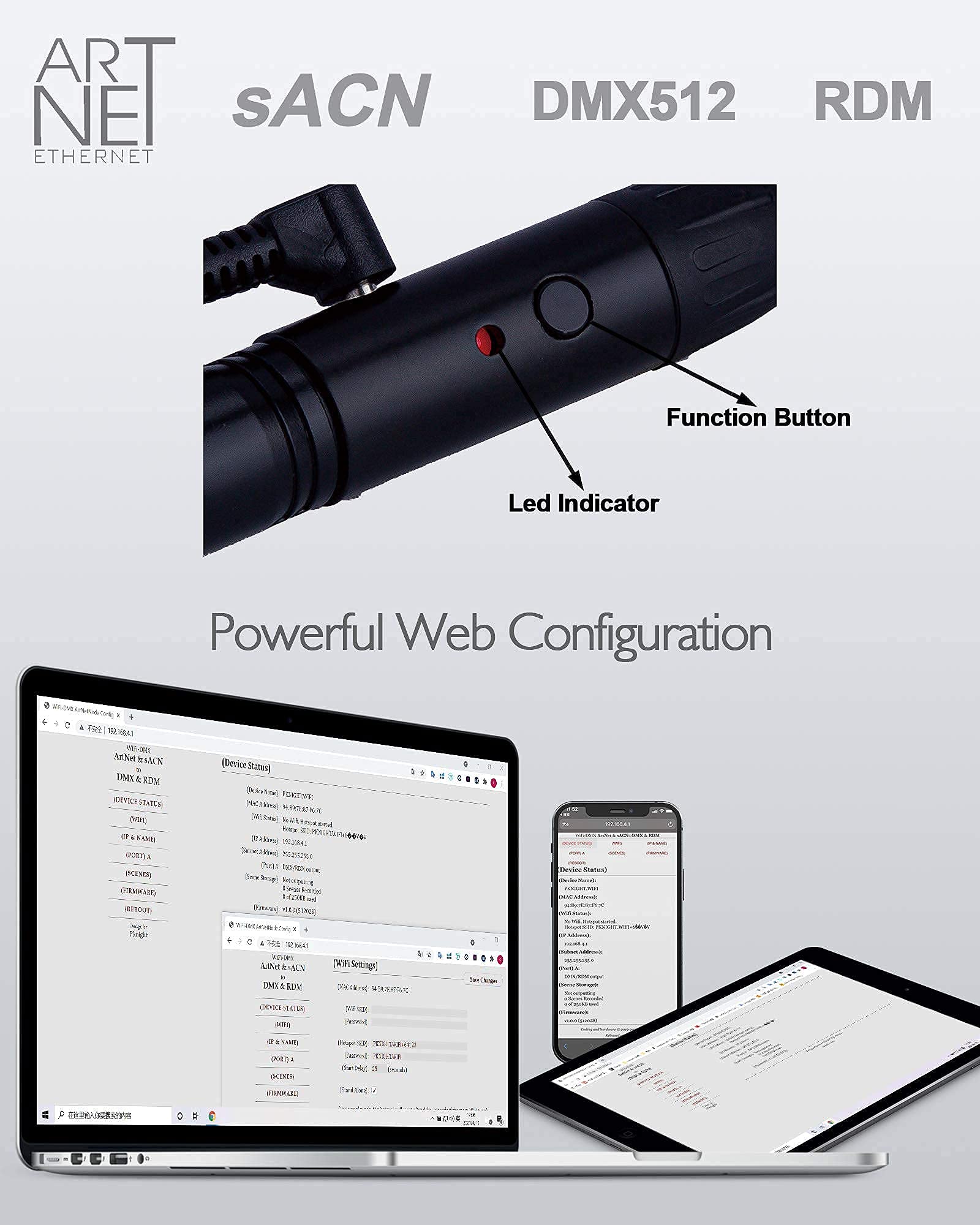 2.4G Wireless WiFi DMX EasyNode Plug Mini Size Using ArtNet/sACN/DMX Protocol