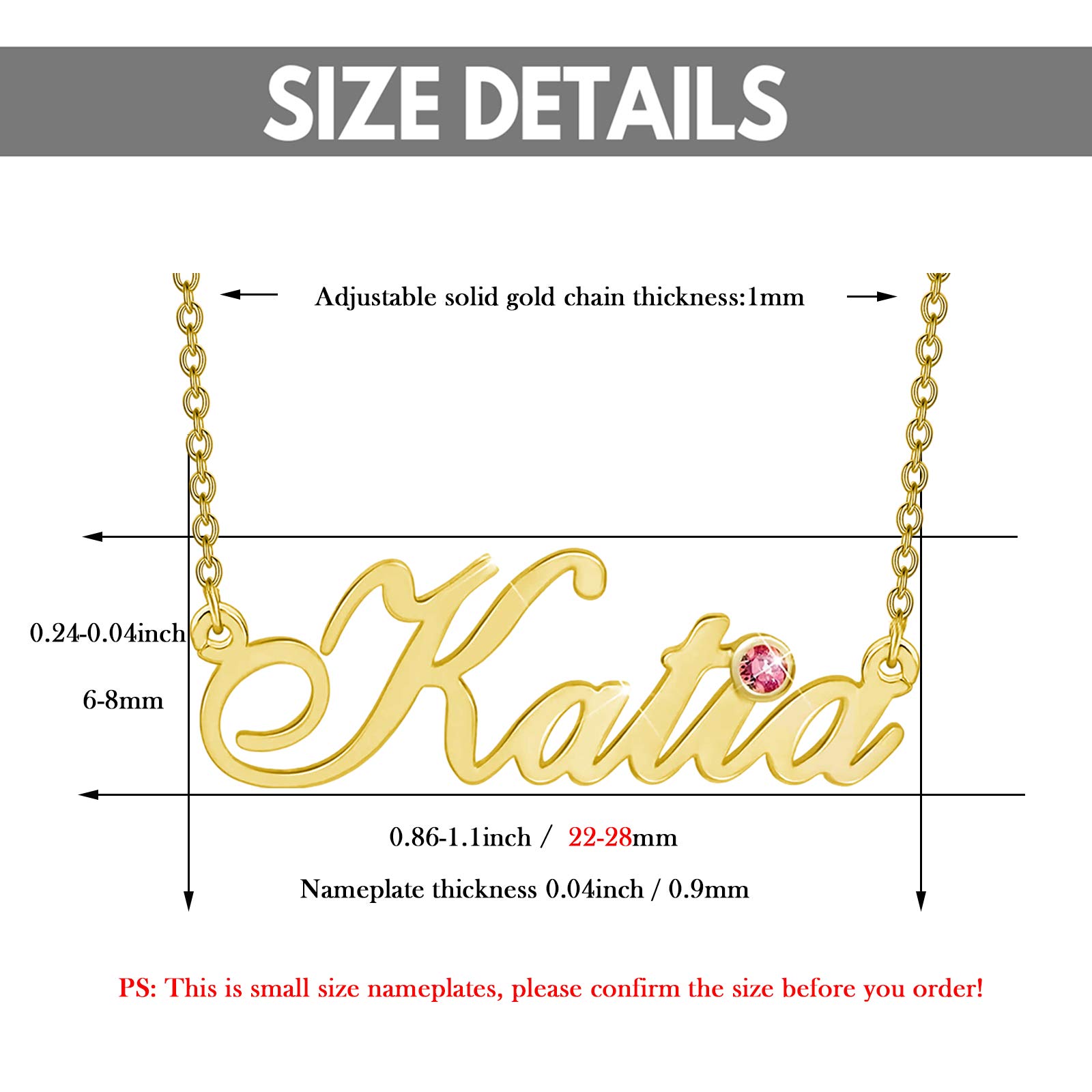 MRENITE 10k 14k 18k Solid Yellow Gold Personalized Name Necklace with Birthstone – Small Dainty Nameplate Jewelry - Custom Any Name Gift for Women Daughter Wife