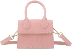 nodeber mini crossbody bag for women girls synthetic leather flap purse styling top-handle clutch handbag pink