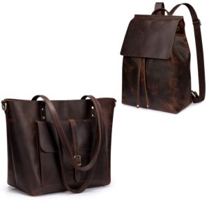 s-zone women leather tote bag shoulder handbag bundle with backpack purse