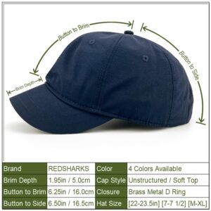 REDSHARKS mens Structured Short Bill Quick Dry Brim Trucker Baseball Dad Cap, Navy, X-Large