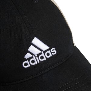 adidas Men's Mesh Back Relaxed Crown Snapback Adjustable Fit Cap, Black/White/Khaki, One Size