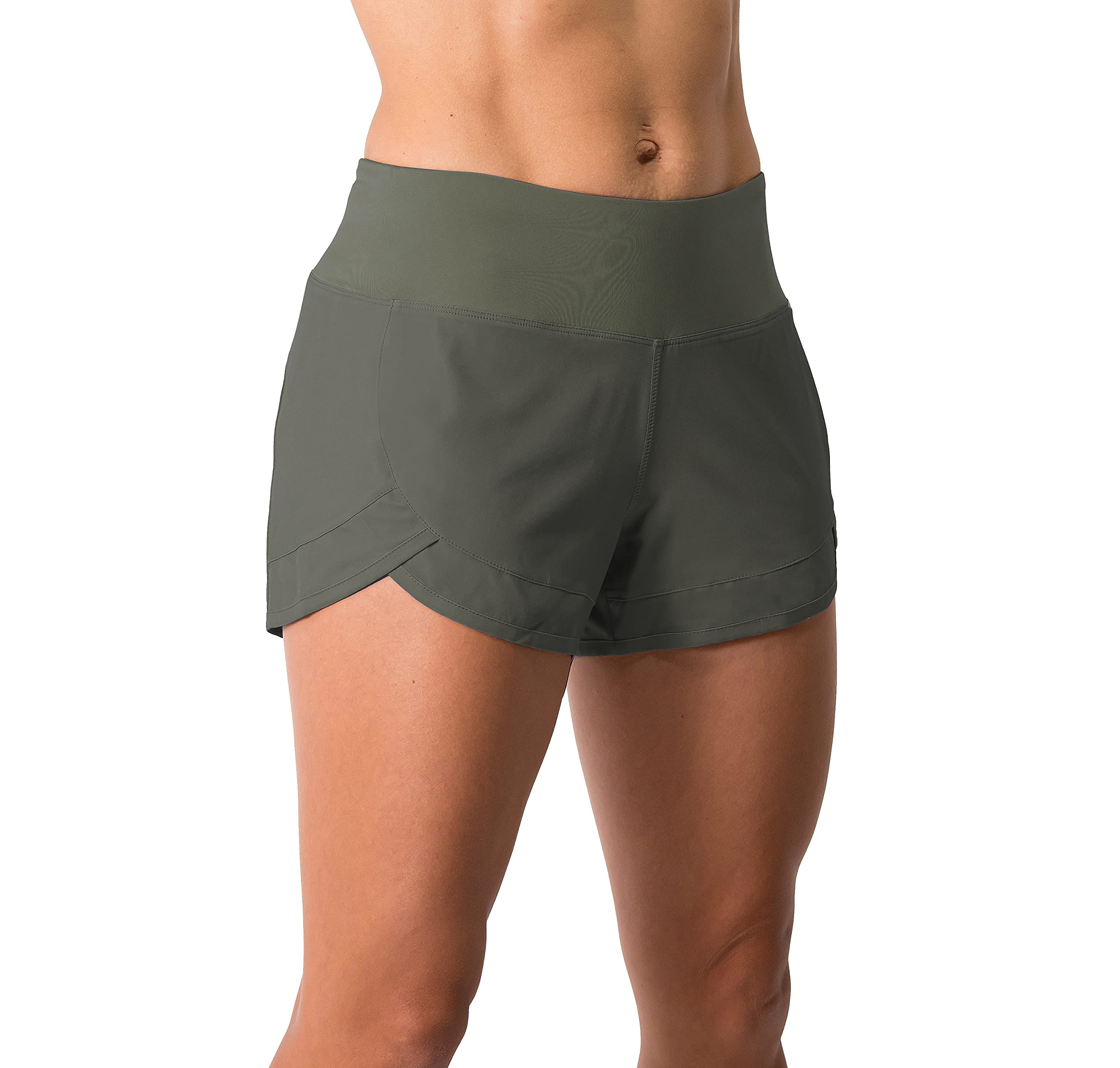 Tough Mode Womens 3" Lightweight Running WOD Volleyball Shorts Workout Mesh Liner Zip Pocket