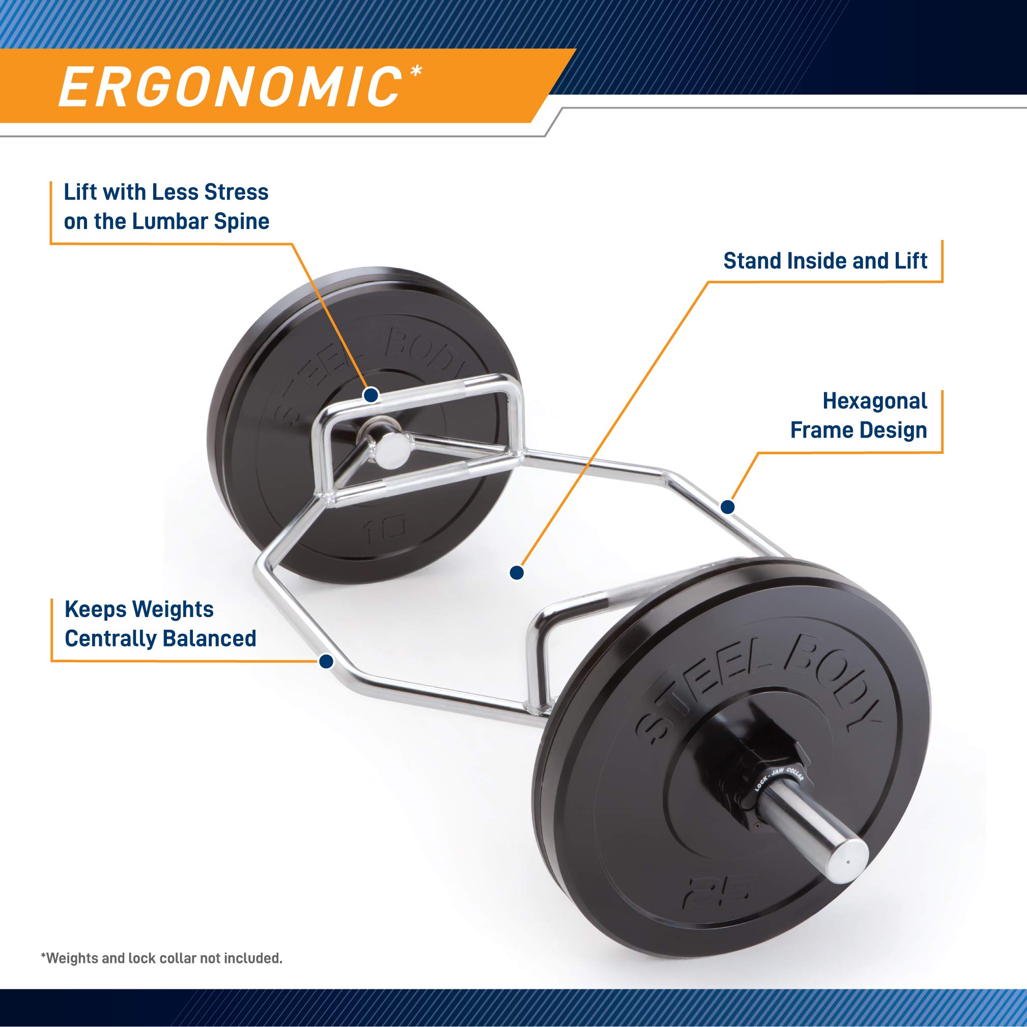 Marcy Olympic Hex Bar, Trap Bar for Squats, Deadlifts and Shrugs, Chrome-Plated Finish HTB-6921