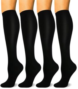 4 pairs compression socks for women & men - best support for medical, circulation, nurses, running, travel