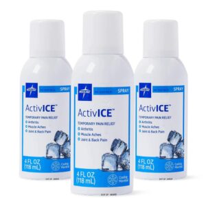 medline activice spray cooling gel, topical pain relief for joint, muscle, back & body aches & pain, 4 oz (3 count)