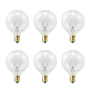 etwincoo wax warmer light bulbs, g50 25 watt for full size scentsy warmers, g16.5 globe e12 base clear - long life-span and melt wax fast, 120 volt (6 pack)