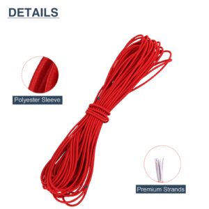 Tent Pole Shock Cord 1/8 inch 60ft, Elastic Bungee Cord, Replacement Shock Cord for Tent Poles, Tent Pole Repair Kit, Elastic Cord with Lead Wire and Washers Red