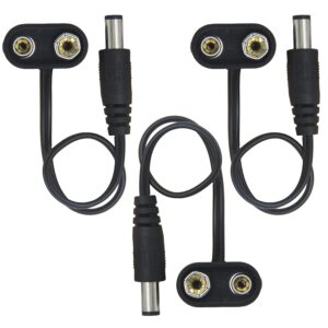 augioth 9 v pedal battery clip 3 pack 5521 converter center negative 9 volt power supply cable