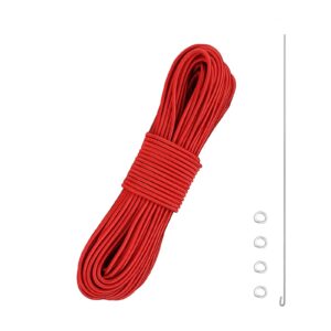 tent pole shock cord 1/8 inch 60ft, elastic bungee cord, replacement shock cord for tent poles, tent pole repair kit, elastic cord with lead wire and washers red