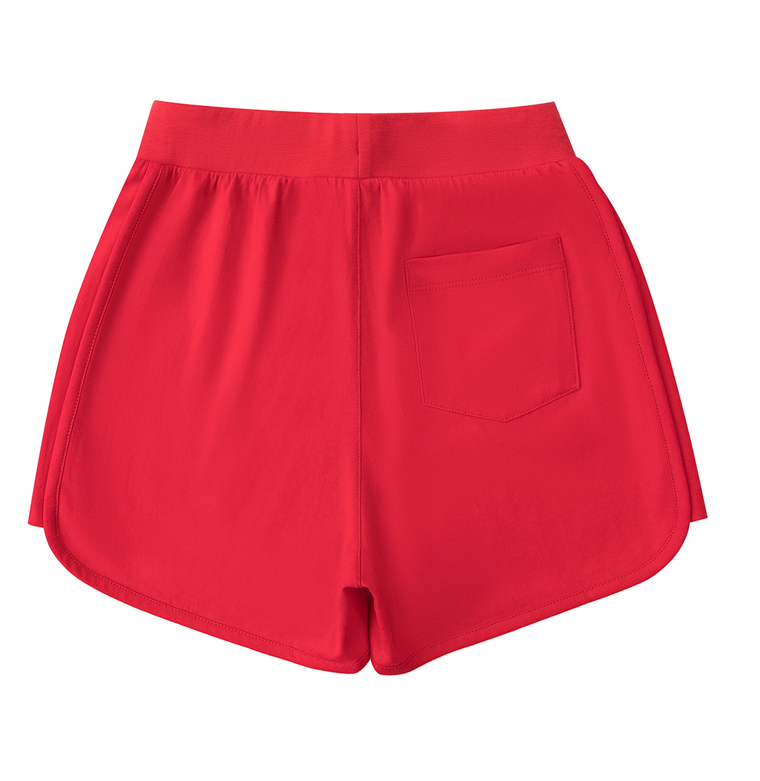 ALAVIKING Girls Cotton Shorts Athletic Running Shorts with Elastic Waistband Workout Shorts for Girls Size 3-12 Years (Red-l)