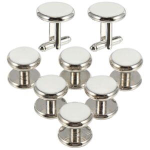 kesyoo 8pcs cufflinks for men classic french cufflinks and studs set white for men tuxedo business wedding shirts