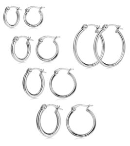 joerica 5 pairs small hoop earrings set 925 sterling silver post clasp hoop earrings for women men 8mm, 10mm, 12mm, 15mm, 20mm