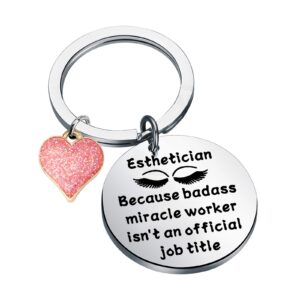 myospark esthetician gifts esthetician because badass miracle worker isn't an official job title keychain (esthetician kc)