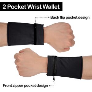 6 Pieces Wrist Wallet Pocket Wrist Zipper Pouch for Women Men Running Walking Hiking Jogging Sweatbands Phone Coin Keys Storage (Black)