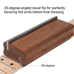 TAOZUA Guitar Fret Beveling File for Fret End Dressing, Hard Merbau Made Guitar Fret Crowning End Bevel File 35/90 Degree Luthier File Too