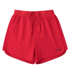 alaviking girls cotton shorts athletic running shorts with elastic waistband workout shorts for girls size 3-12 years (red-l)