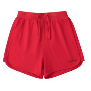 ALAVIKING Girls Cotton Shorts Athletic Running Shorts with Elastic Waistband Workout Shorts for Girls Size 3-12 Years (Red-l)