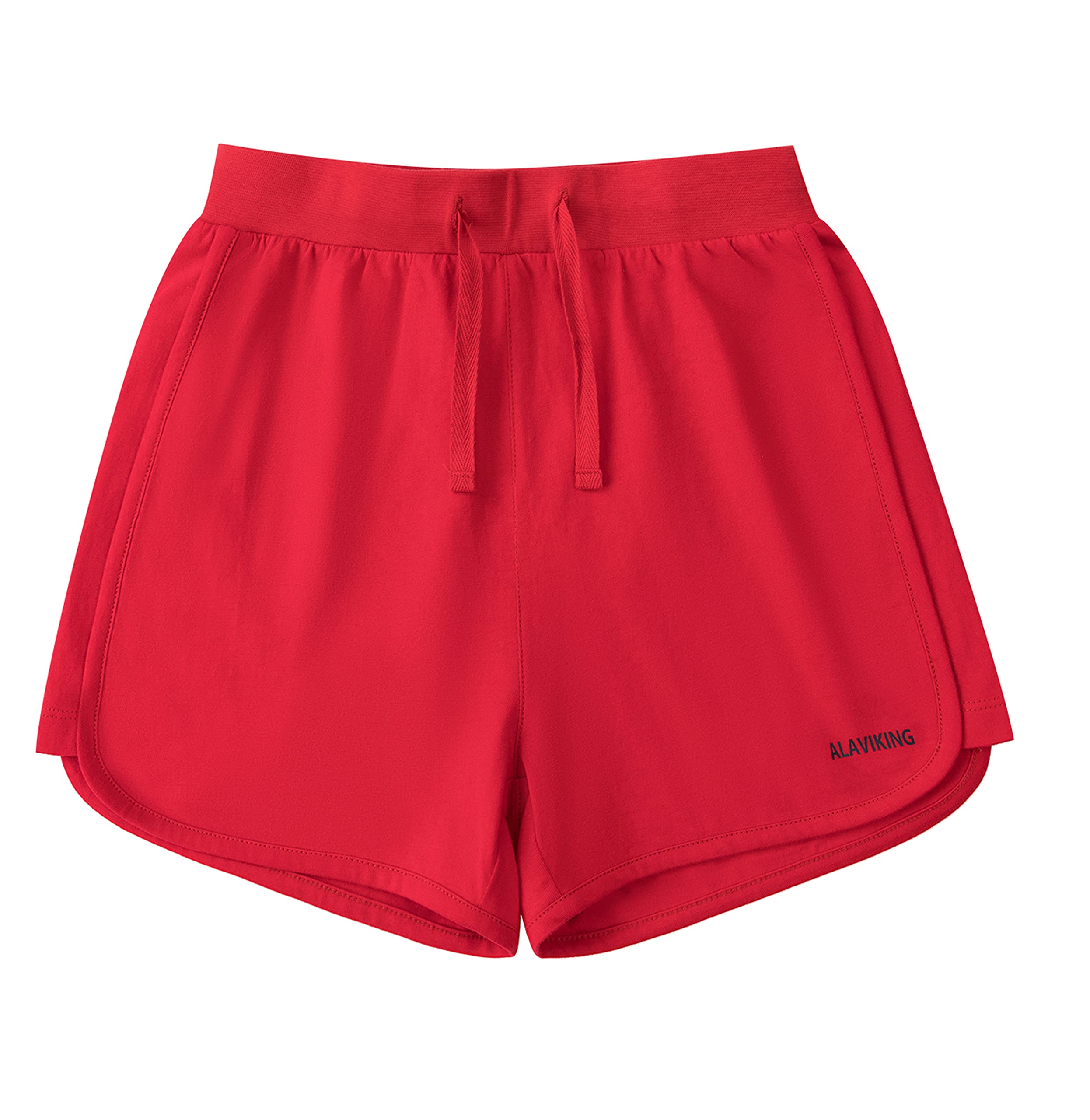 ALAVIKING Girls Cotton Shorts Athletic Running Shorts with Elastic Waistband Workout Shorts for Girls Size 3-12 Years (Red-l)