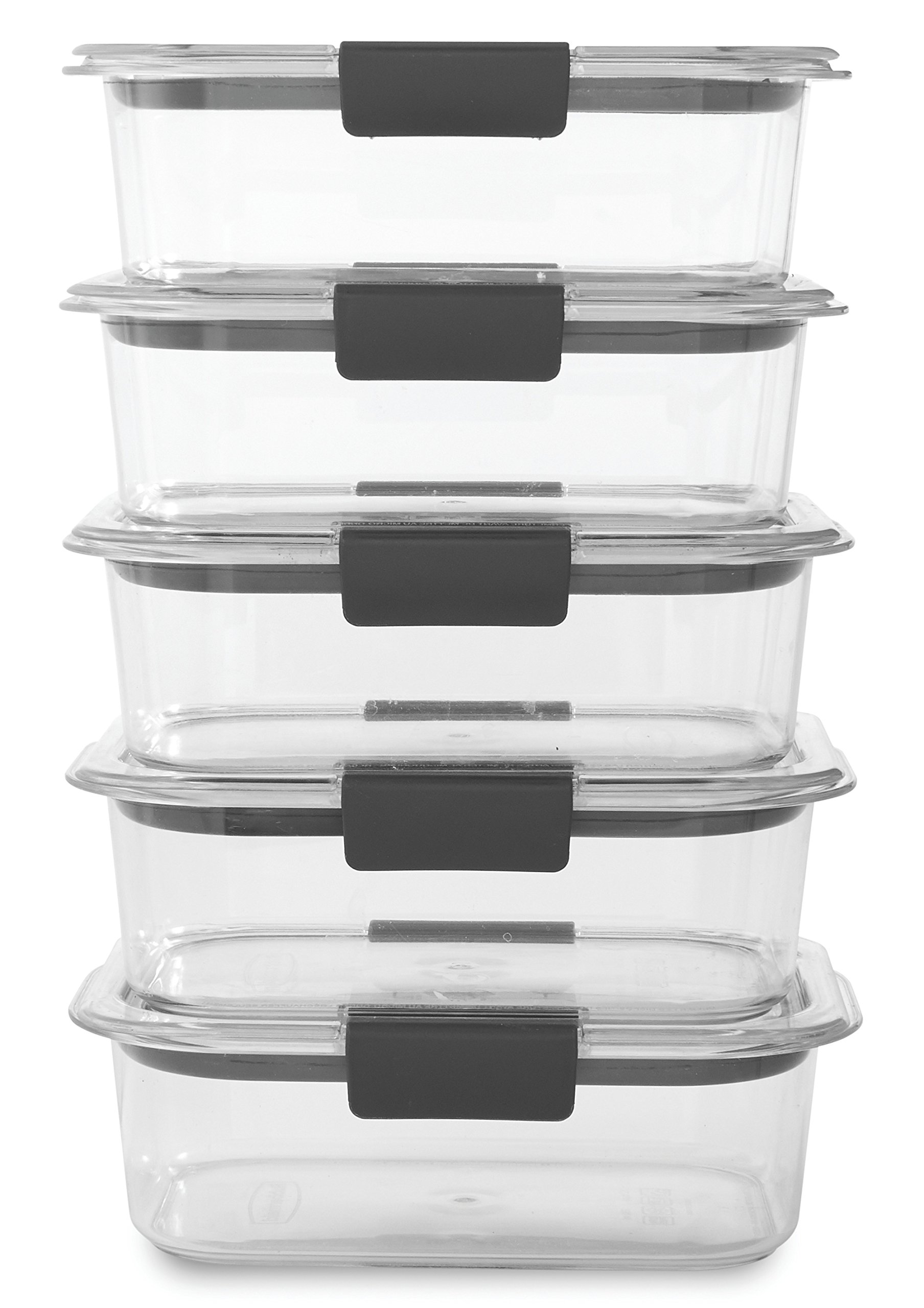 Rubbermaid Brilliance Food Storage Container, Medium, 3.2 Cup, 5 Pack, Clear & Leak-Proof Brilliance Food Storage Set, 1.3 Cup Plastic Containers with Lids, 5-Pack, Clear