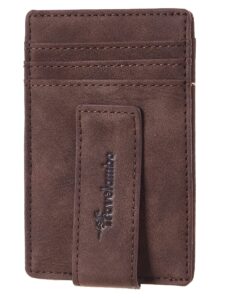 travelambo money clip for men magnetic front pocket wallet slim wallet minimalist card holder rfid blocking (coffee)