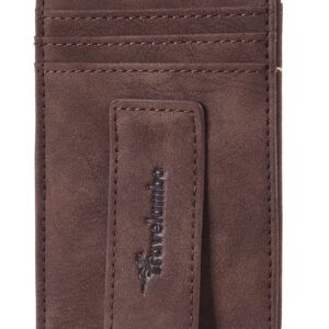 Travelambo Money Clip for Men Magnetic Front Pocket Wallet Slim Wallet Minimalist Card Holder RFID Blocking (Coffee)