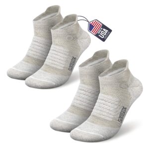 samsox 2-pair merino wool running socks, made in usa, oatmeal m