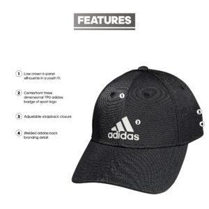 adidas Unisex Kids-Boy's/Girl's Relaxed Adjustable Fit Cap, Black/White/Grey, One Size