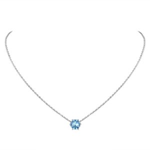 suplight march birthstone necklace 925 sterling silver aquamarine bule necklace for women