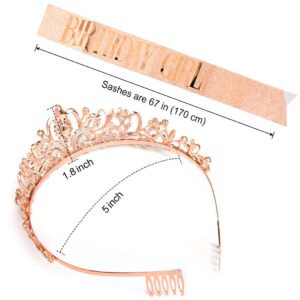 "Birthday Girl" Sash & Rhinestone Tiara Set COCIDE Birthday Sash and Tiara for Women Birthday Decoration Kit Rhinestone Headband for Girl Glitter Crystal Hair Accessories for Birth Party