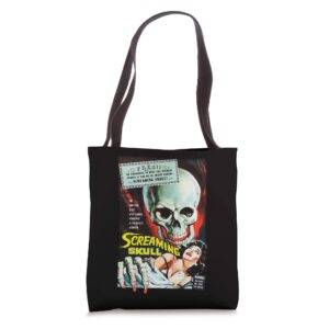 vintage horror movie poster art creepy goth skull tote bag