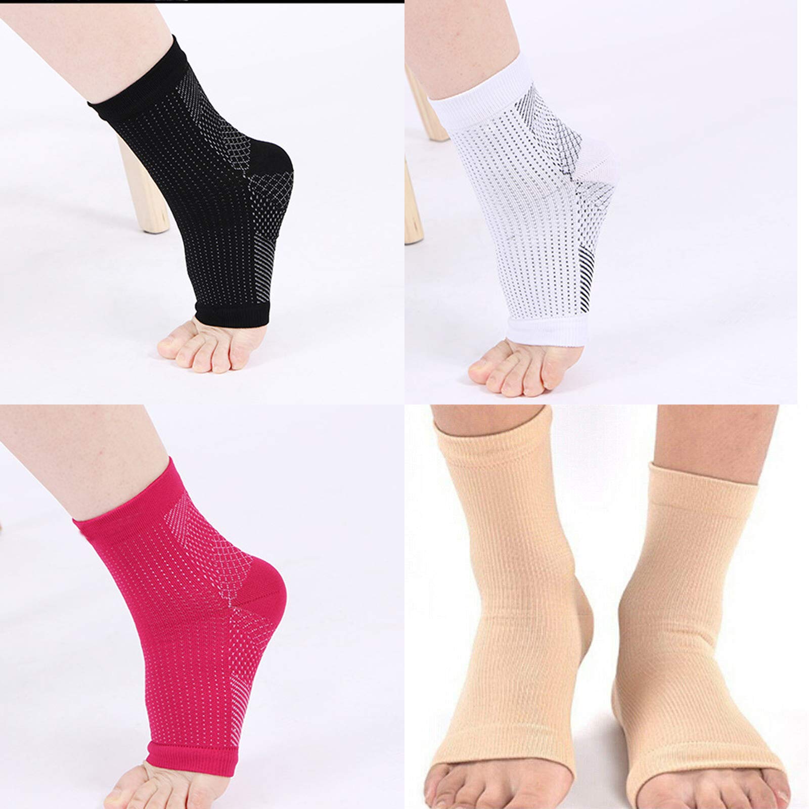 6 Pairs Dr Sock Soothers Socks Anti Fatigue Compression Foot Sleeve Support Brace Sock (Set A, L/XL)