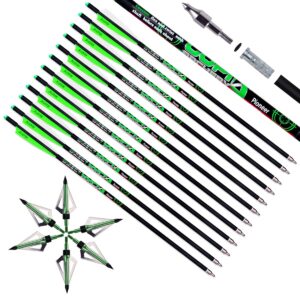 lwano crossbow bolts 20 22 inch carbon archery arrows 12 pack and 6 pack hunting broadheads kit