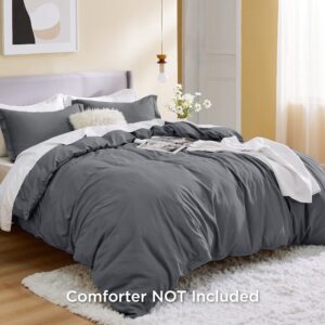 Bedsure Twin/Twin XL Duvet Cover Kids - Soft Double Brushed Duvet Cover Twin, 2 pcs, Includes 1 Dark Grey Kids' Duvet Cover (68"x90") with Zipper Closure & 1 Pillow Sham, NO Comforter