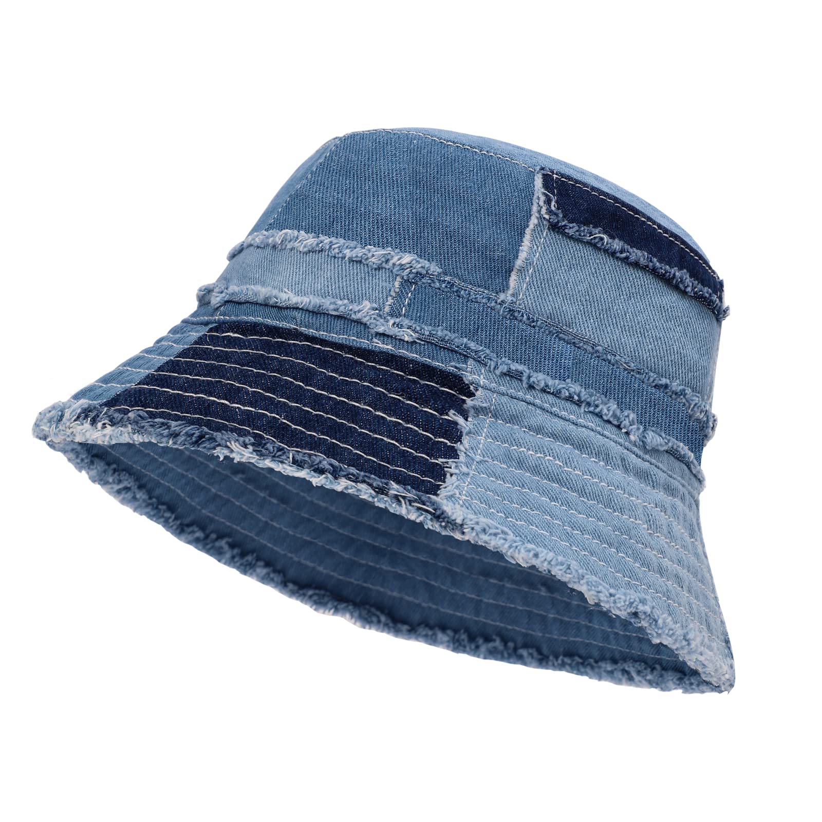 GuanGu Bucket Hat Distressed Demin Hats Summer Beach Sun Protection Cap Packable Travel Bucket Hat for Women Unisex