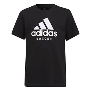 adidas boys' soccer logo tee, black, x-large