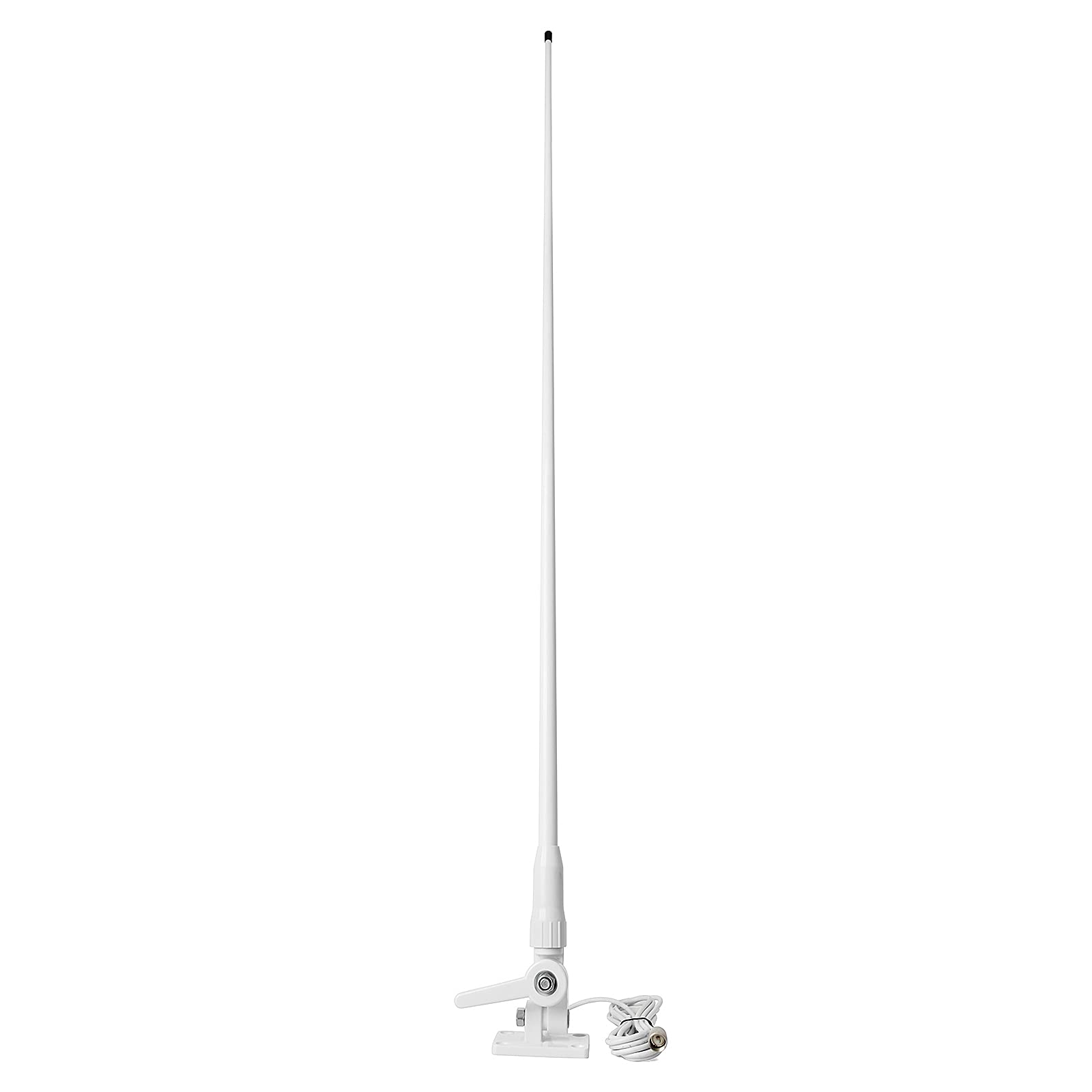 HYS VHF Marine Antenna Waterproof 3DBI 43.3inch Fiberglass Antennas W/22.9ft(7m) RG58 Low Loss Premium Coaxial Cable with PL259/ Built-in to Nylon Ratchet Mount