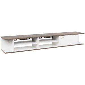 prepac wall mounted media console with door, drifted gray and white