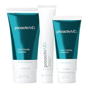 proactivmd adapalene gel acne kit - with adapalene gel acne treatment, green tea face cleanser, and moisturizer with hyaluronic acid- 90 day kit