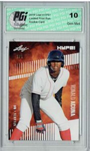 @ ronald acuna 2018 leaf hype! #1 white blank back 1 of 1 rookie card pgi 10