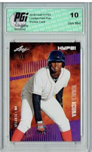 ronald acuna 2018 leaf hype! #1 purple blank back 1 of 1 rookie card pgi 10