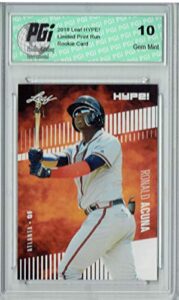 ronald acuna 2018 leaf hype! #1a white blank back 1 of 1 rookie card pgi 10