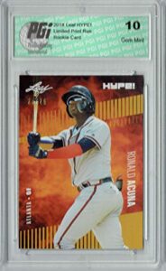 ronald acuna 2018 leaf hype! #1a gold sp, only 25 made rookie card pgi 10