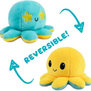 TeeTurtle - The Original Reversible Octopus Plushie - Starry Eyes - Cute Sensory Fidget Stuffed Animals That Show Your Mood