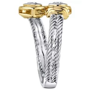 Jude Jewelers Silver Gold Plated Two Tone Braided Knot Wedding Engagement Promise Statement Ring (Silver Gold, 7)