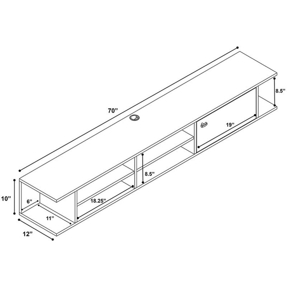 Prepac Wall Mounted Media Console with Door, Drifted Gray and White